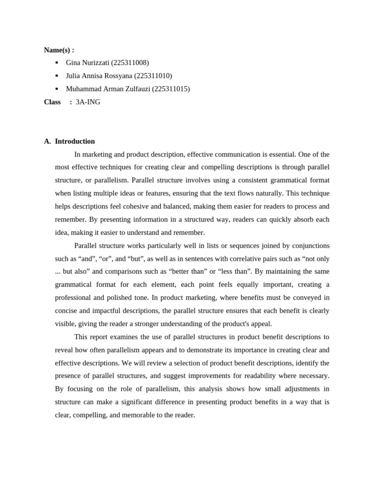 Parallelism Analysis - by Gina, Julia & Muhammad Arman | PDF | Phrase | Human Communication