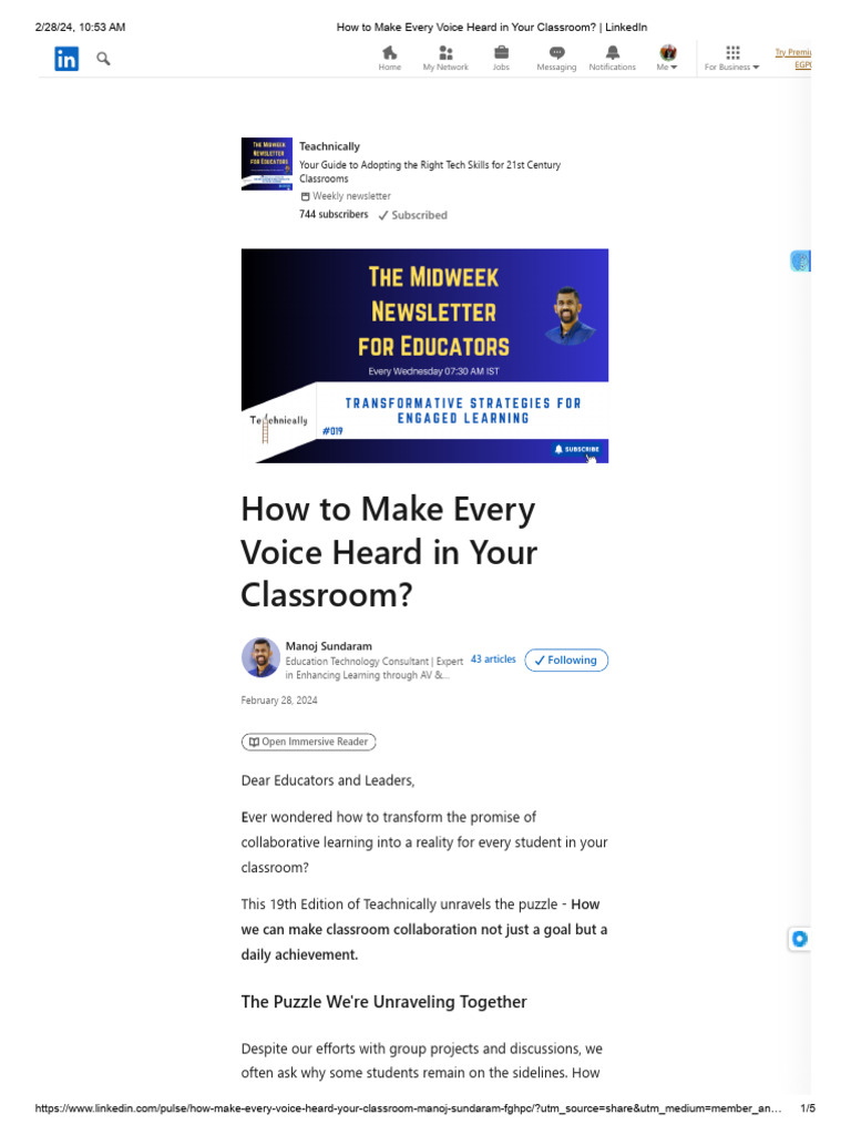 How To Make Every Voice Heard in Your Classroom - LinkedIn | PDF | Learning