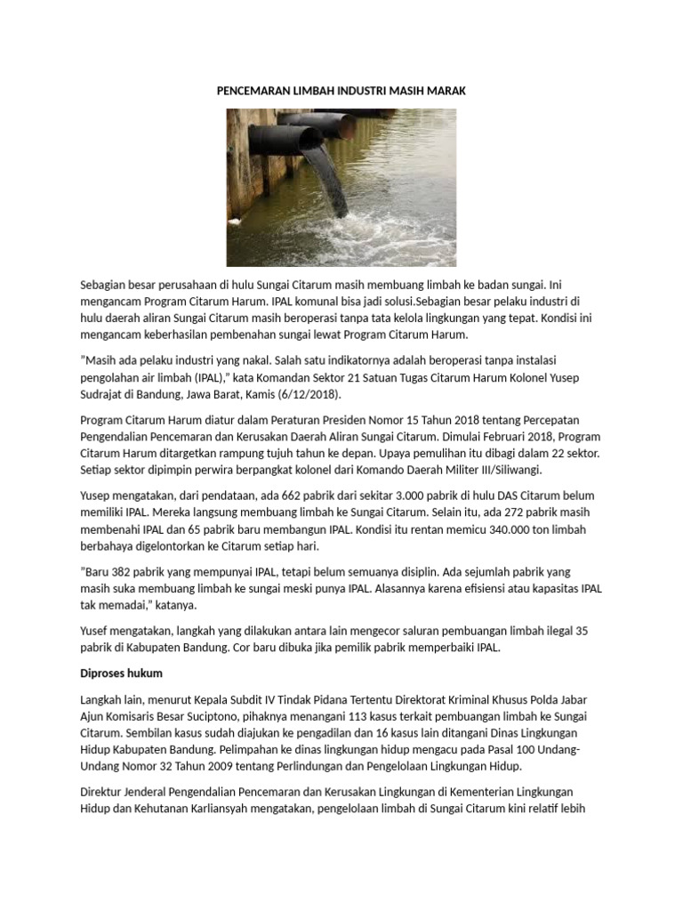Pencemaran Limbah Industri Masih Marak | PDF