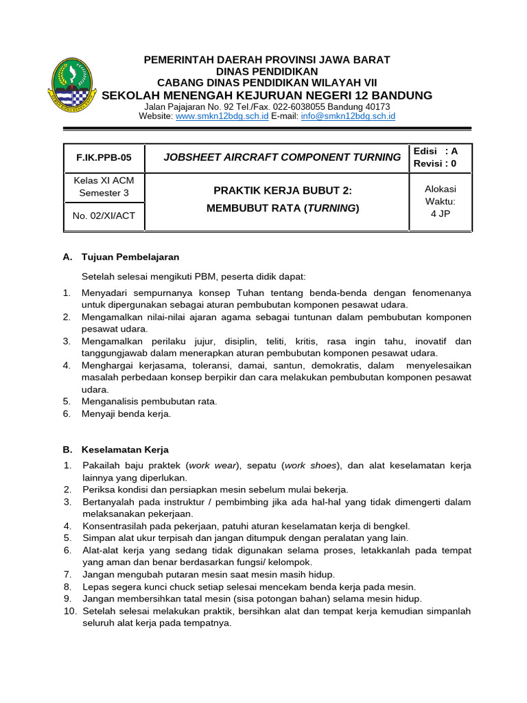 Jobsheet Bubut Rata Pdf