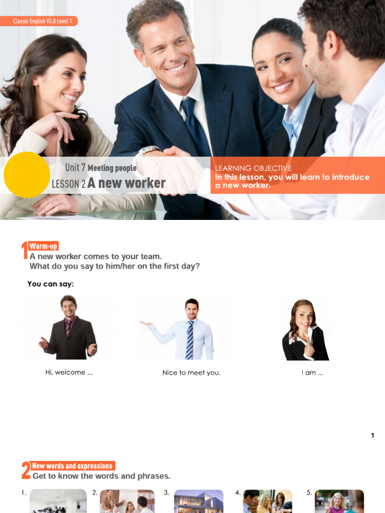Unit 7 Meeting People LESSON 2 A New Worker | PDF