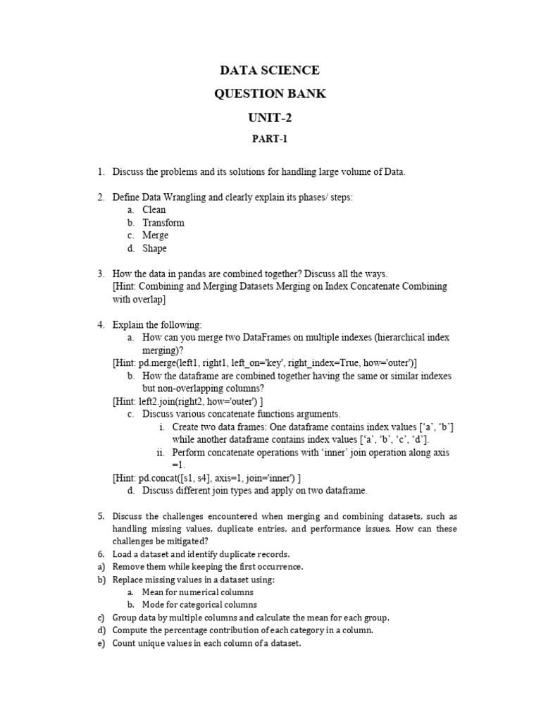 DS Question Bank Unit-2 Part-1 | PDF