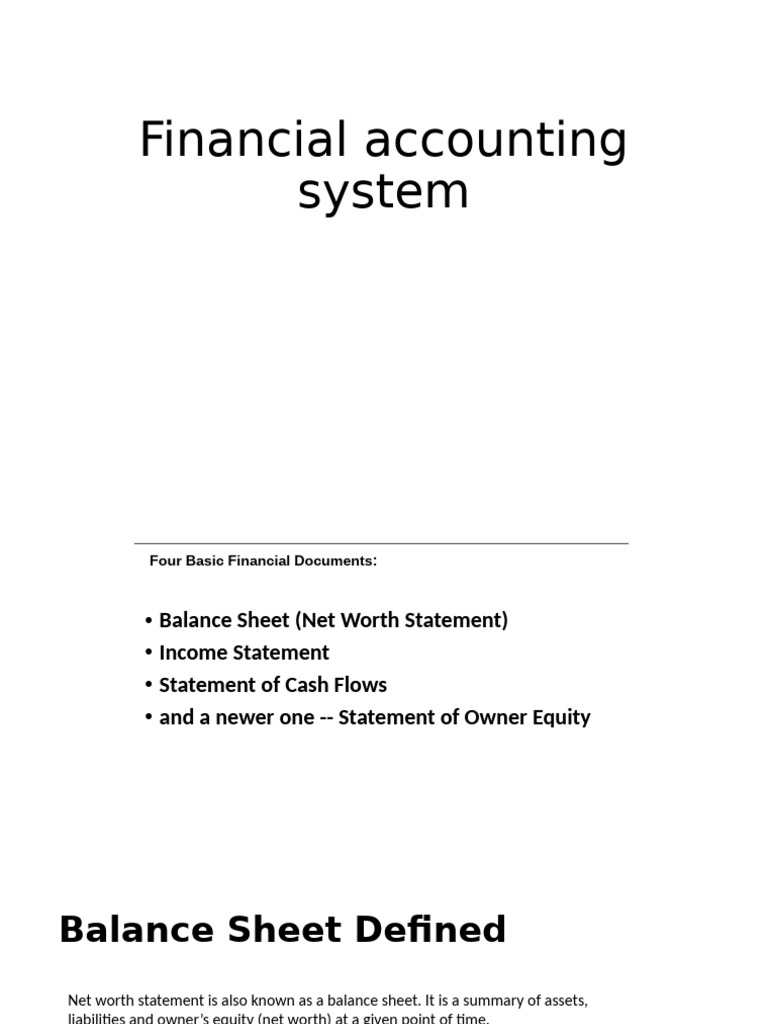 Financial Accounting System | PDF | Balance Sheet | Debt