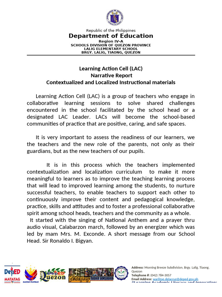 Slac-narrative_ Localized 2025 | PDF | Teachers | Cognition