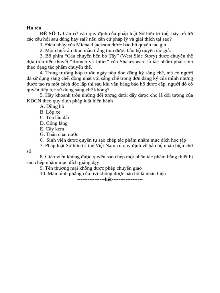 ĐỀ KIỂM TRA THẢO LUẬN SHTT 1 | PDF