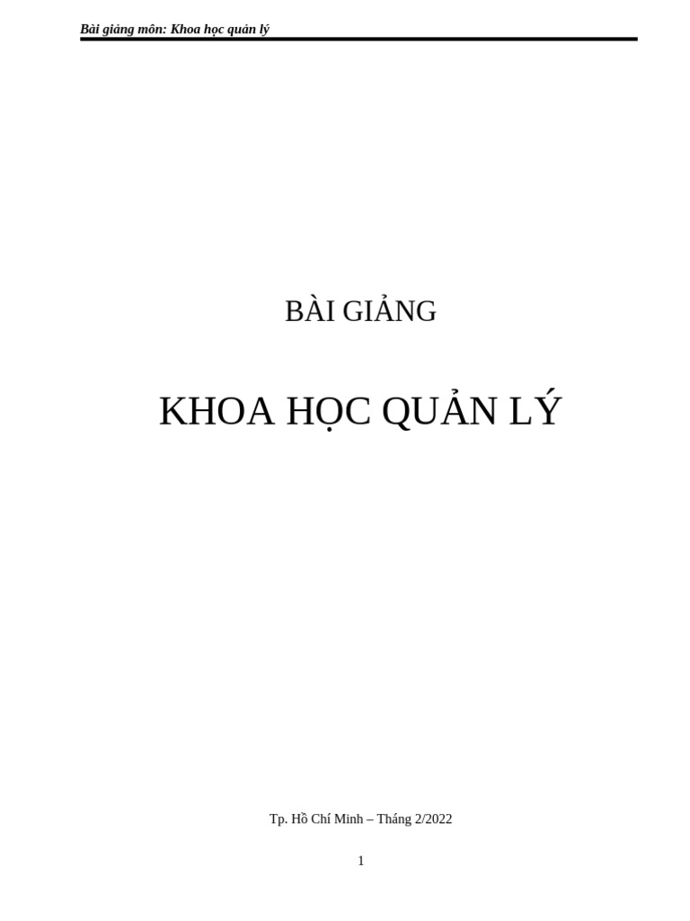 Bài Giảng KHQL-T2-2022 (3 TC) | PDF