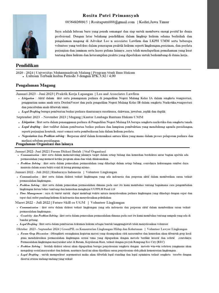 Rosita Putri Primansyah - CV | PDF