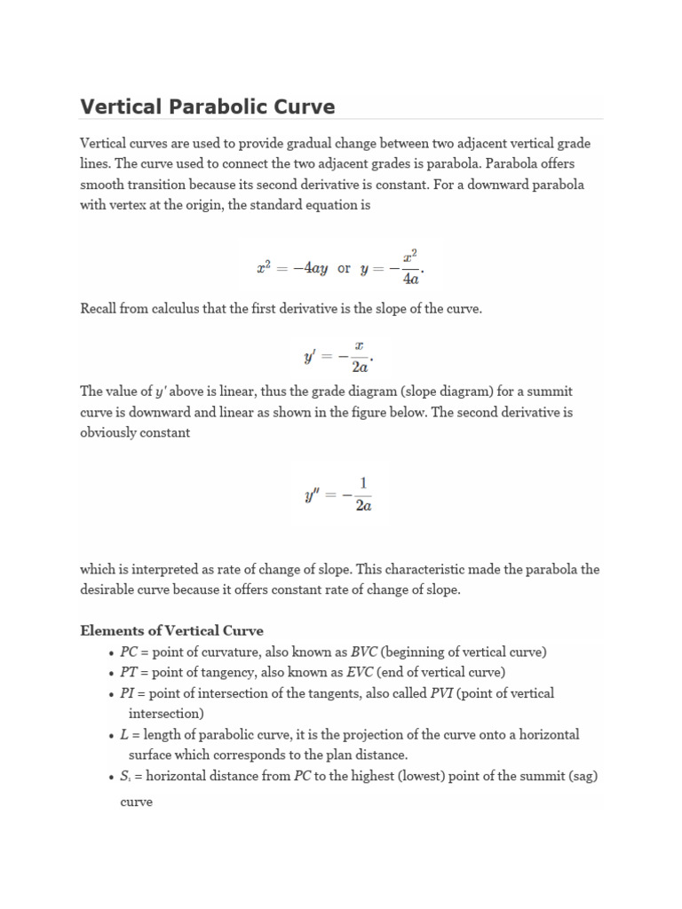 Understanding Vertical Parabolic Curves | PDF | Tangent | Slope
