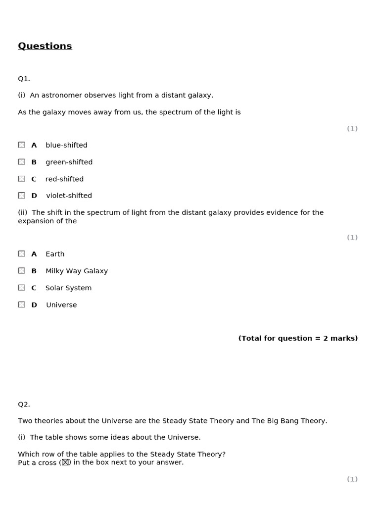 Edexcel_9_1_Big_Bang_MS | PDF | Redshift | Big Bang