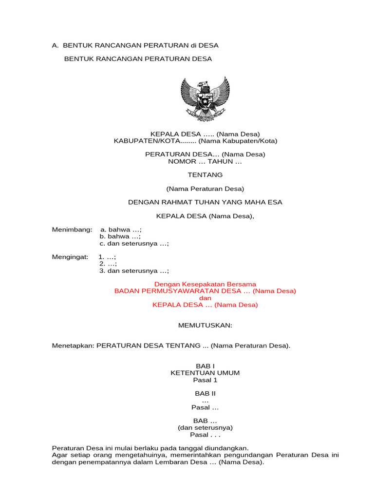 Draft Administrasi Desa | PDF