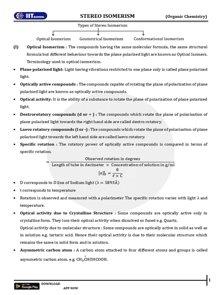 Exercise - 01 - Stereoisomerism | PDF | Isomer | Chirality (Chemistry)