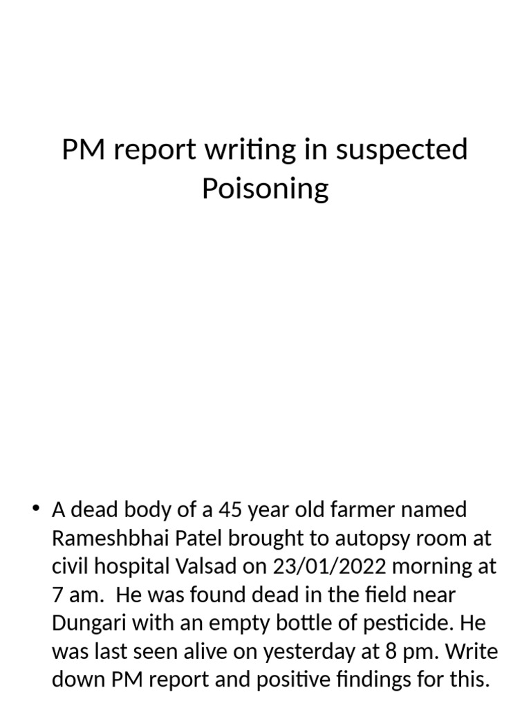 PM Report Writing Poisoning | PDF | Lung | Stomach