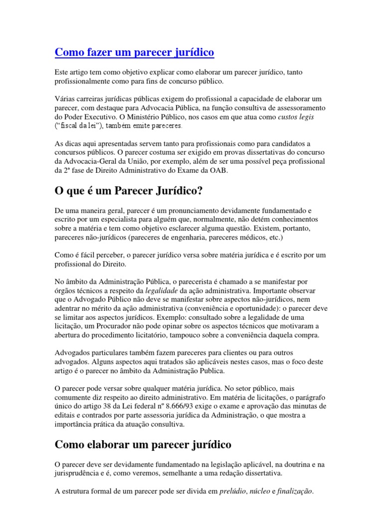 Como Elaborar um Parecer Jurídico | PDF | Advogado | Justiça