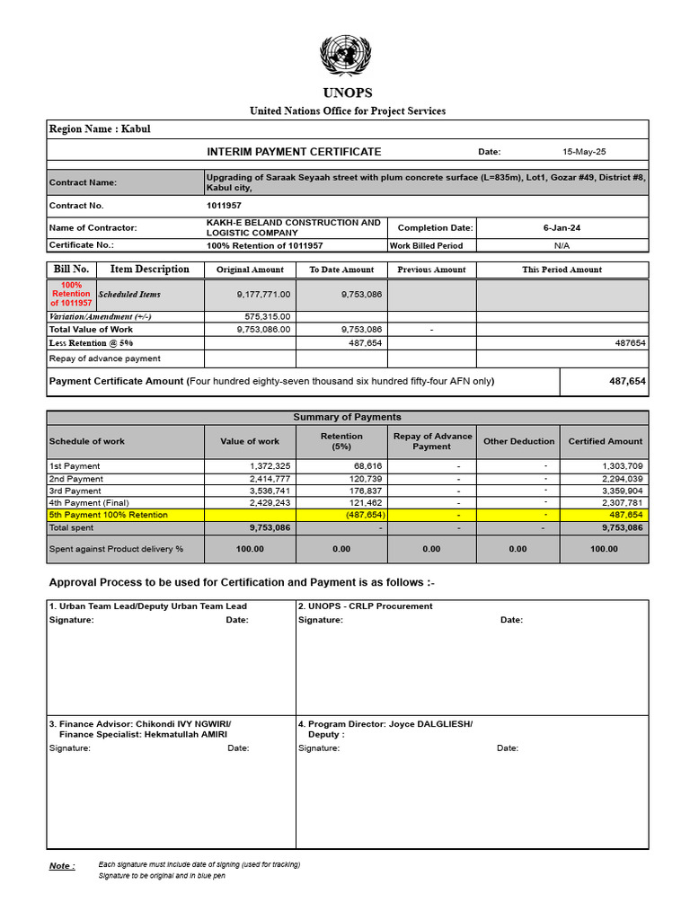 Progress Payment Certificate - IPC Revised - XLSX - Google Sheets | PDF
