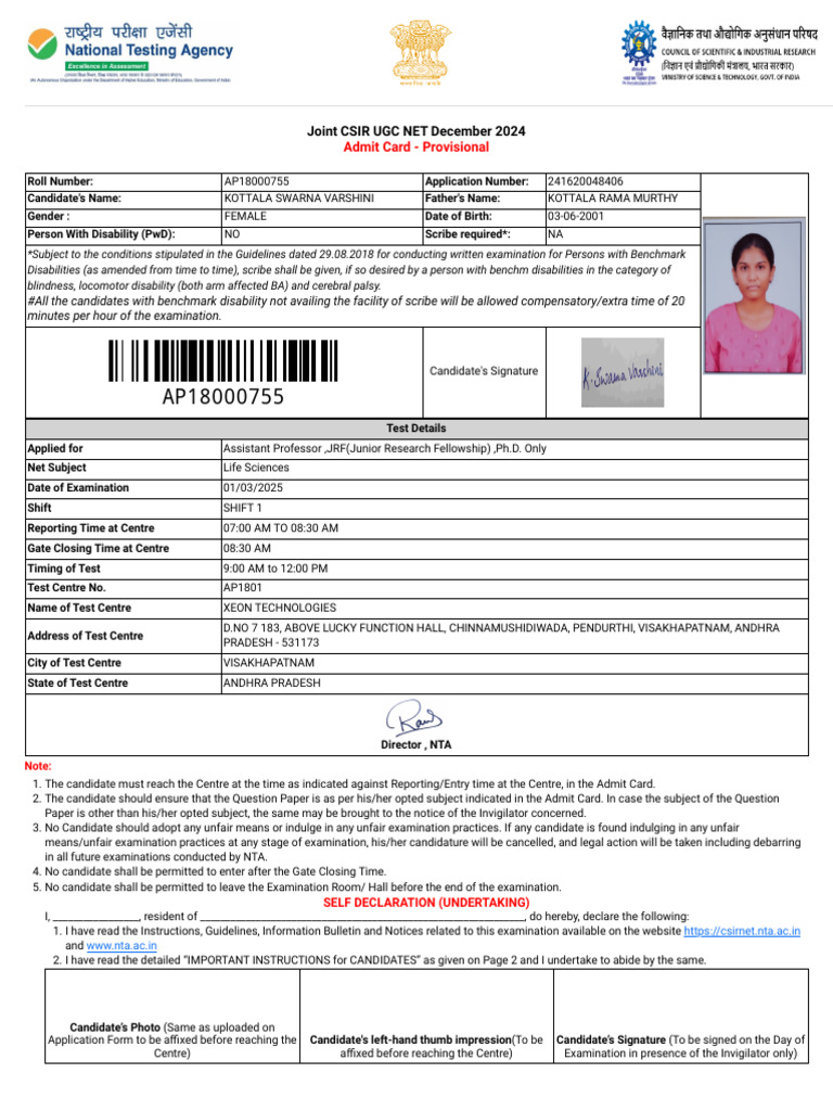 Joint Csir-Ugc Net December-2024 | PDF