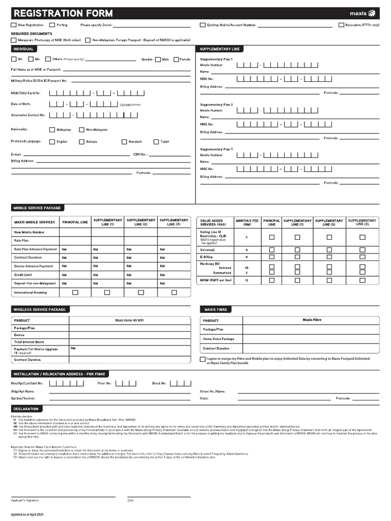 Maxis Form (1) | PDF