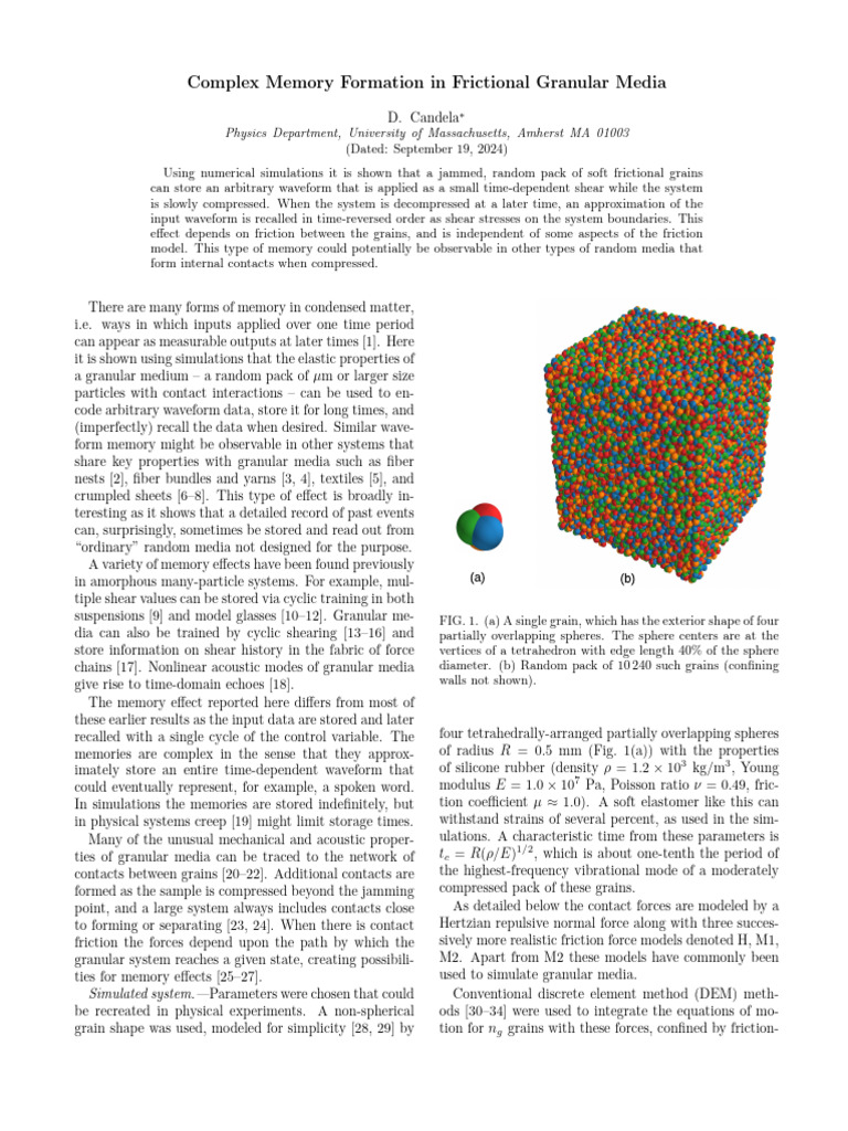 Memory Effects in Frictional Granular Media | PDF | Memory | Force