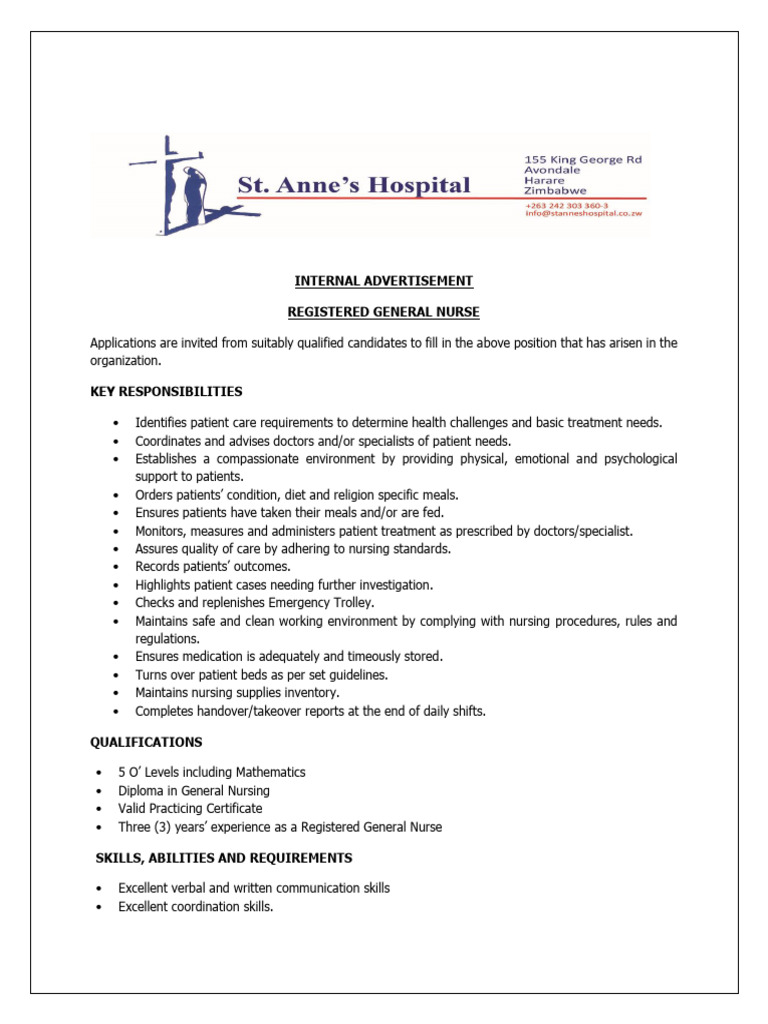 Internal Advert - Registered General Nurse - 240415 - 154457 | PDF