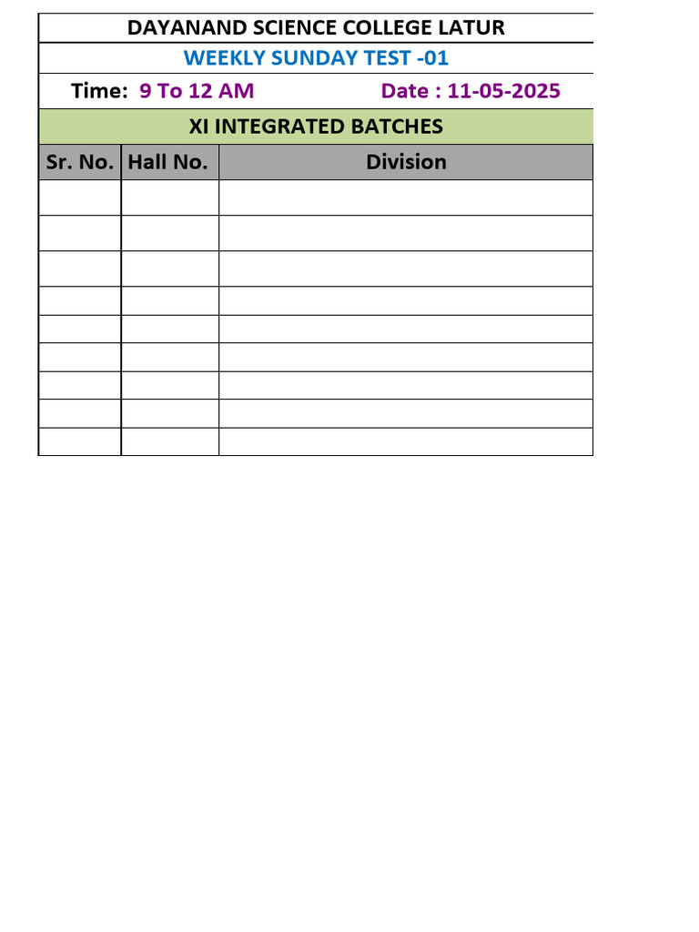 Seating Arrangment 11-05-2025 | PDF