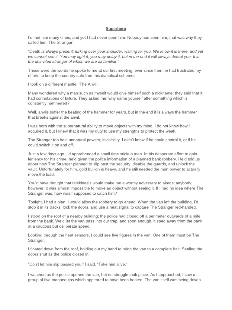 Superhero - Comprehension Tests | PDF