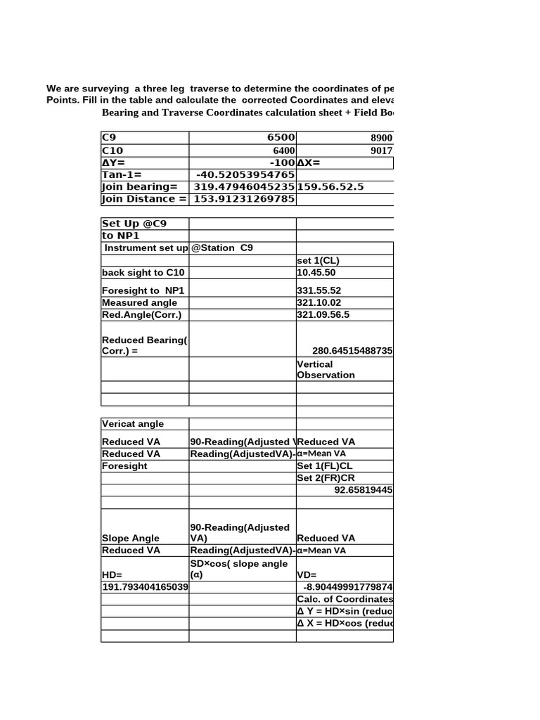 Traverse Field Book and Bowditch Present 13 May BET 25 | PDF