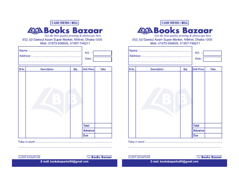 Book Bazar Bill Pad | PDF