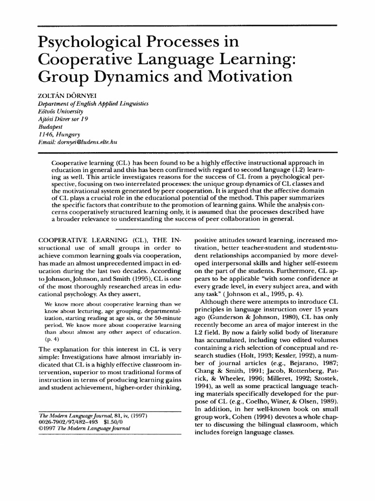 1997dornyei - Psychological Processes | PDF | Motivational | Motivation