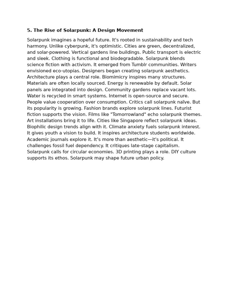 The Rise of Solarpunk: A Design Movement | PDF