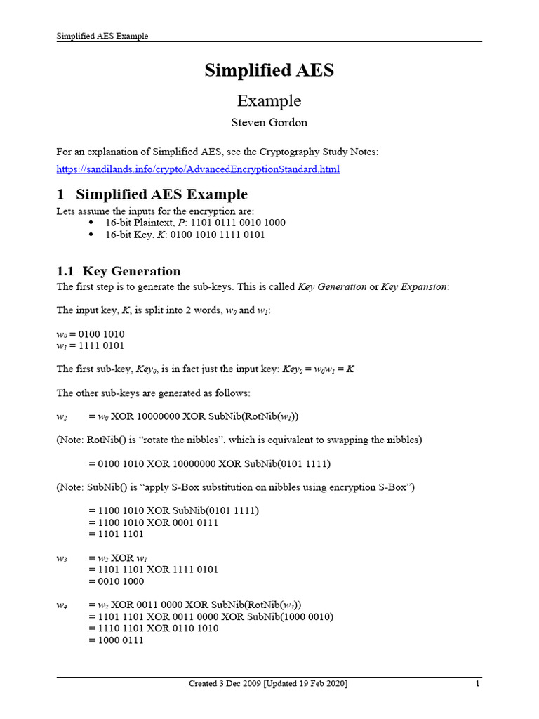 Simplified Aes Example v2 | PDF | Encryption | Applied Mathematics