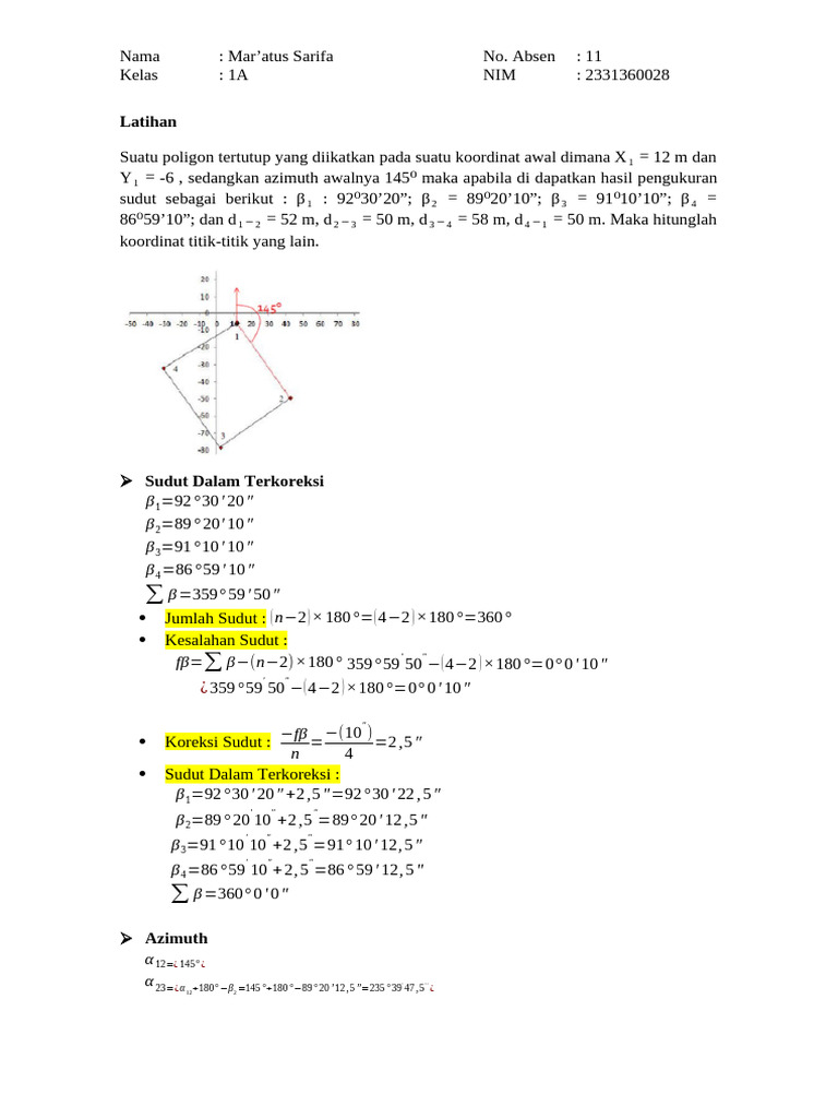 Perhitungan Koordinat Poligon Tertutup | PDF