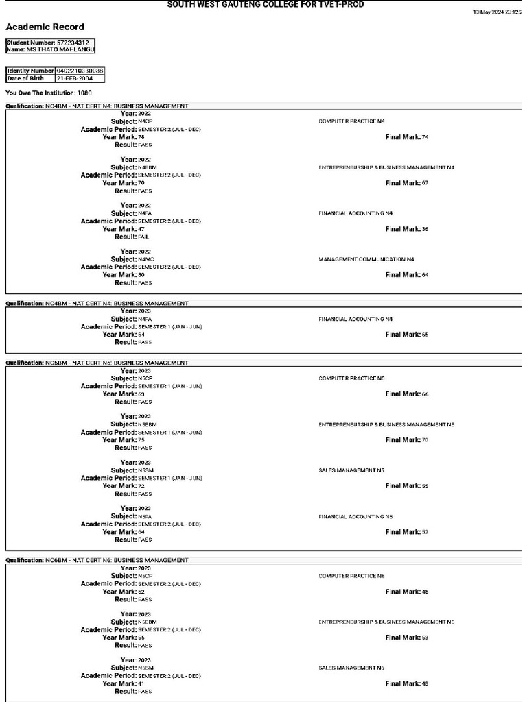 Academic Record | PDF