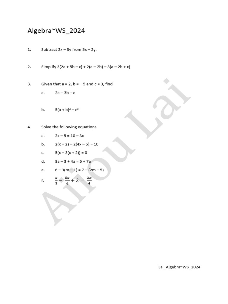 Algebra WS 2024 | PDF