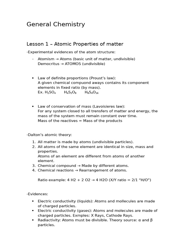 General Chemistry - Lesson 1 | PDF