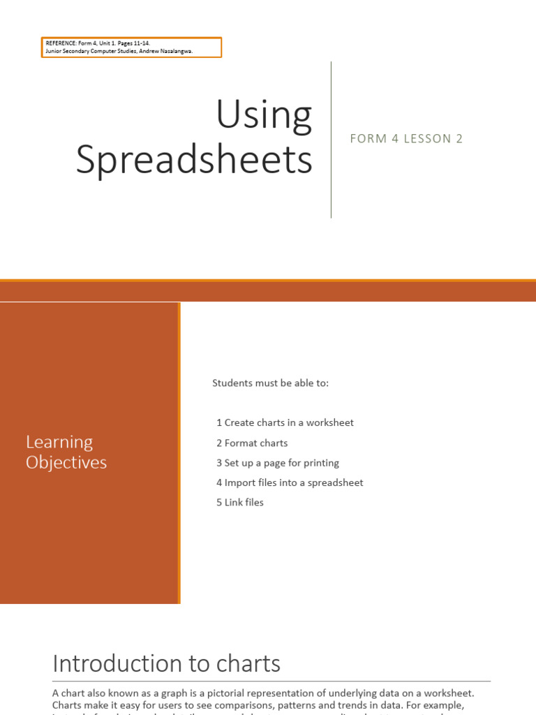 Using Spreadsheets - Charts and Printing | PDF | Spreadsheet | Chart