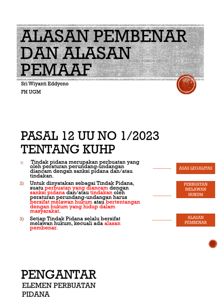 Alasan Pembenar Dan Pemaaf | PDF