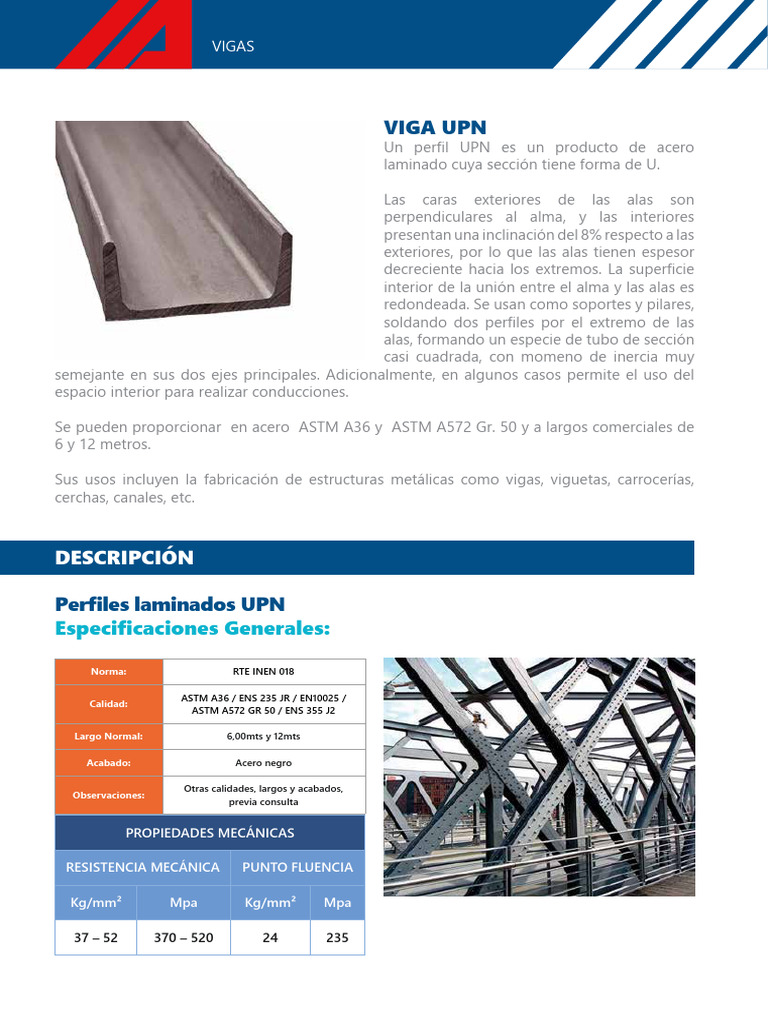 Importaceros Viga Upn | PDF | Acero | Ingeniería de Edificación