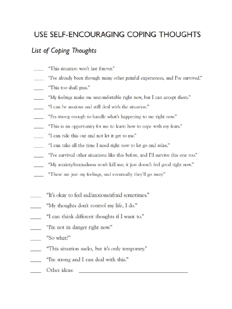 Coping Thoughts & Self-Affirming Statements | PDF