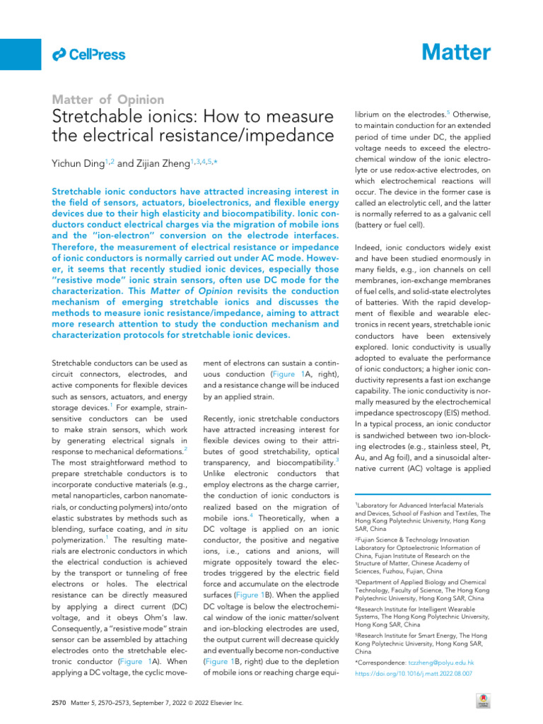 Ding Stretchable Ionics How to Measure the Electrical Impedance | PDF ...