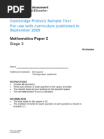 Stage 3 Progression Test Math 2020 Paper 1 | PDF