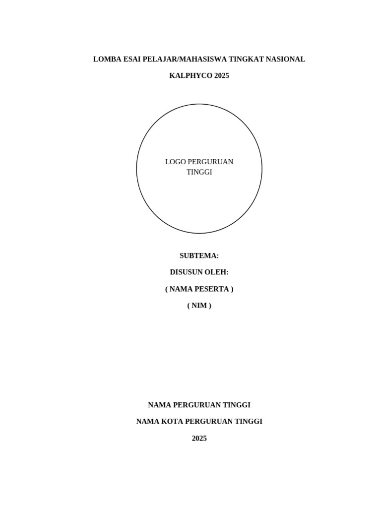 Format Lampiran Esai Mahasiswa 2025 | PDF
