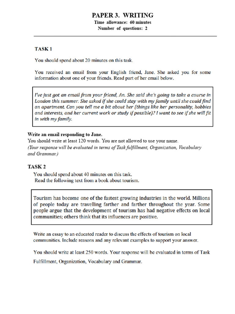 Vstep Writing Task 1 2023-12-09 | PDF
