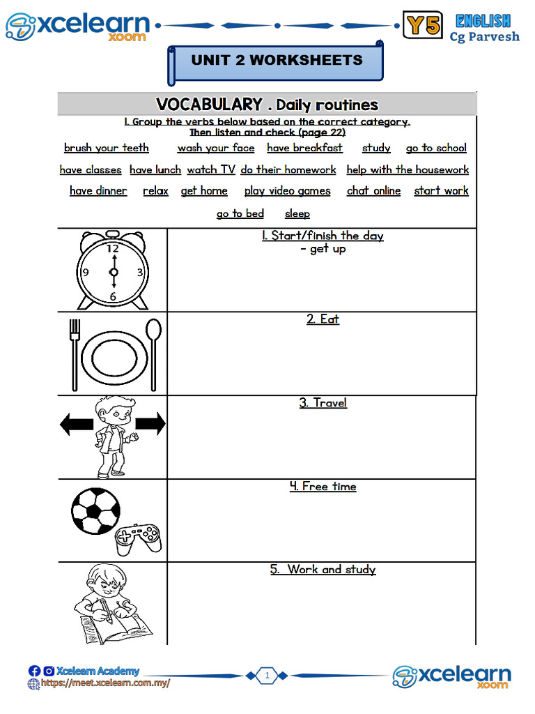 Unit 2 Worksheets for Daily Activities | PDF