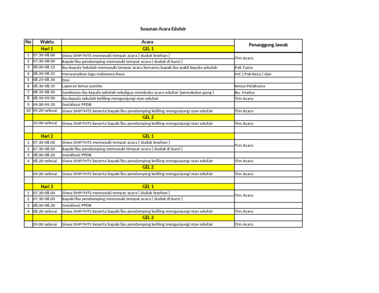Susunan Acara Edufair SMP/MTS | PDF