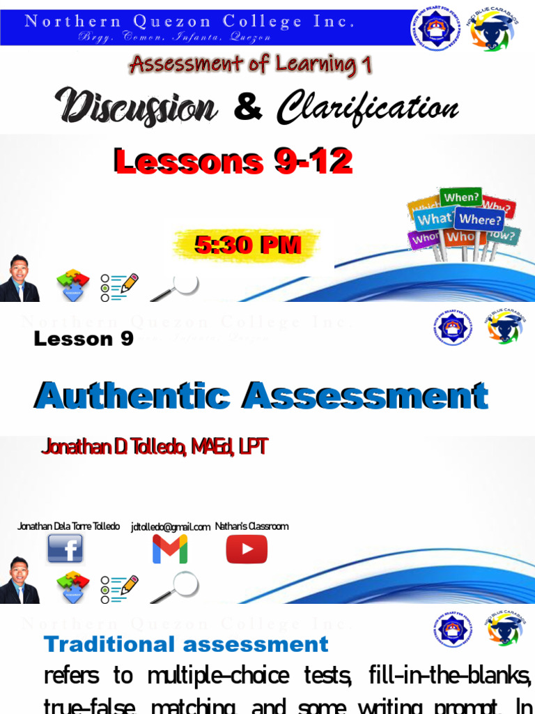 Assessment of Learning 1 Lessons 9 12 | PDF | Educational Assessment ...