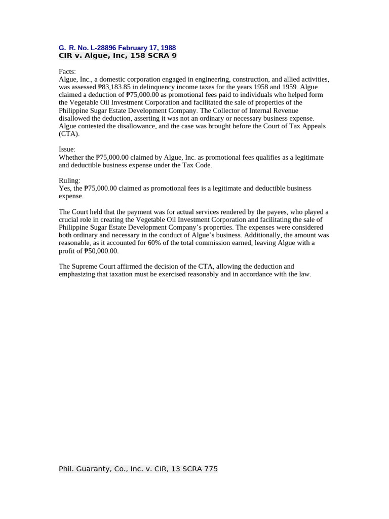 Taxation Cases (Case Digest) | PDF | Taxes | Value Added Tax