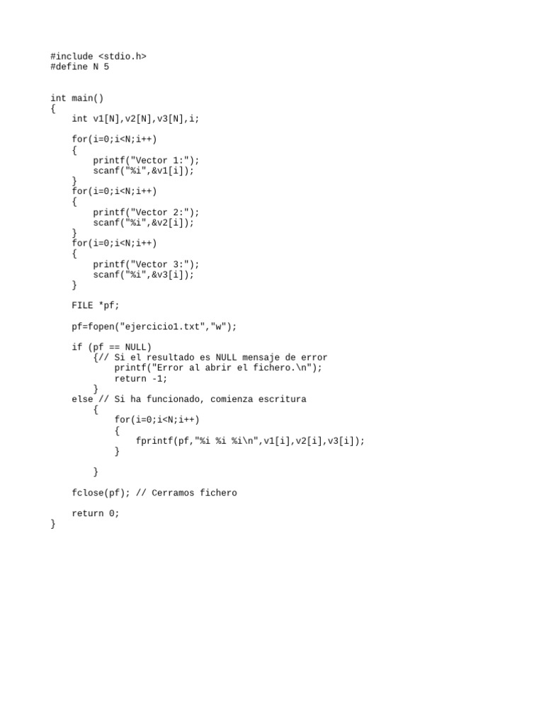 Codigo Ejercicio 1 | PDF