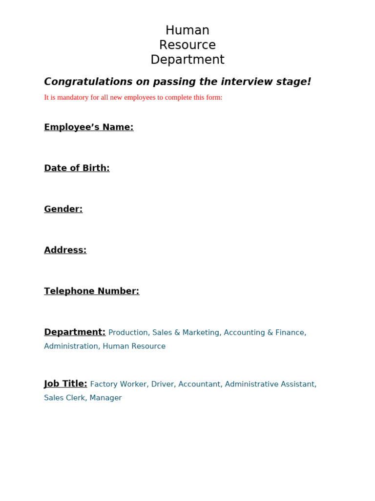 Employee Information | PDF