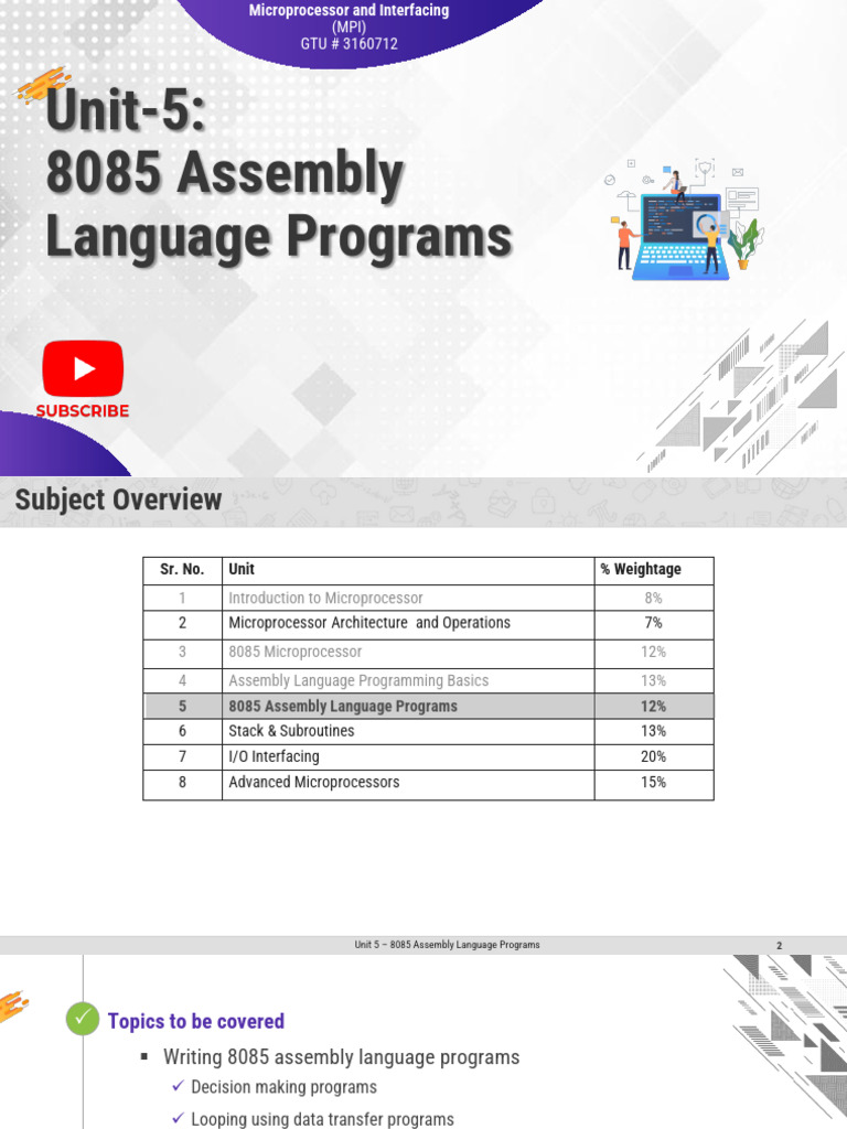 Unit-5 - 8085 Assembly Language Programs | PDF | Assembly Language | Computer Architecture