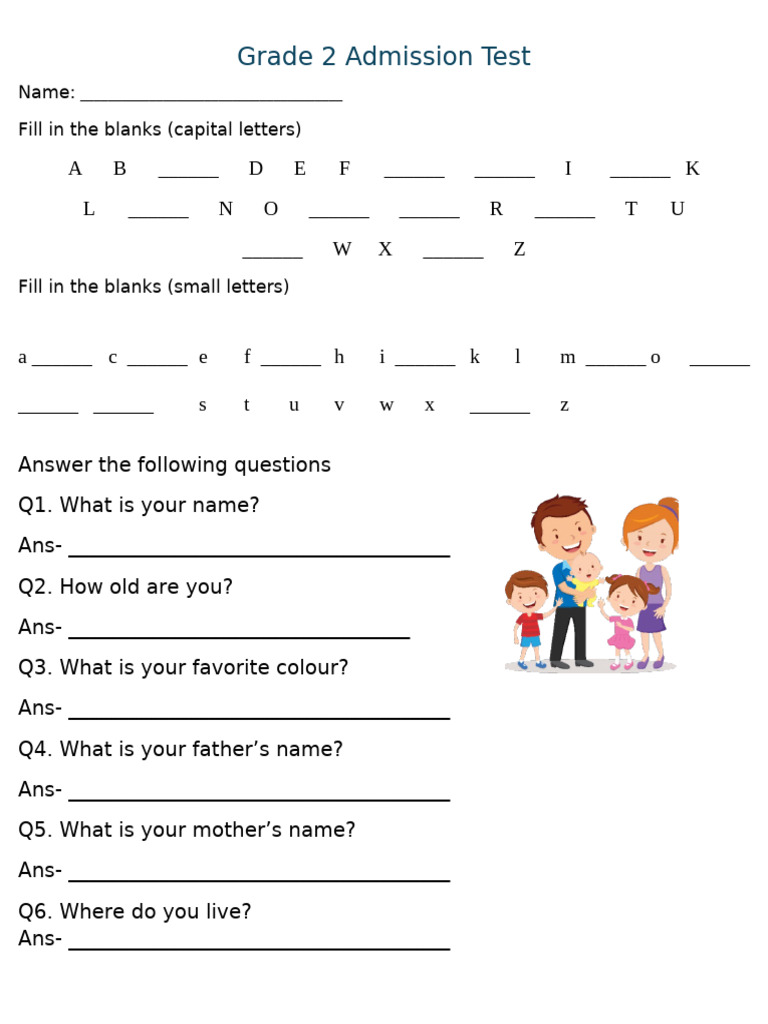 Grade 2 Admission Test | PDF