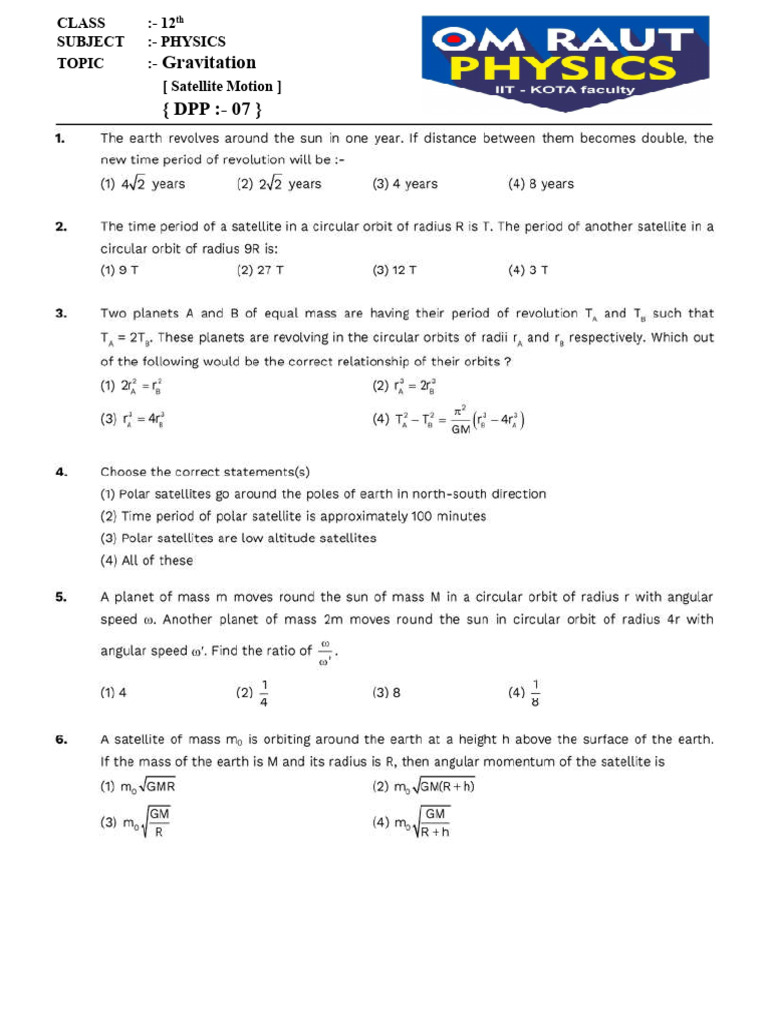 Gravitation DPP - 07 | PDF